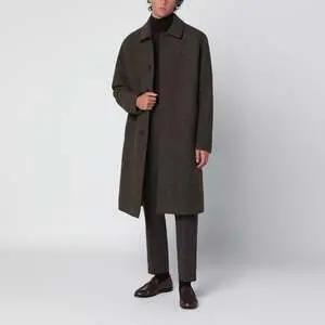 Harris Wharf London Grey Single-breasted Wool Coat - Green