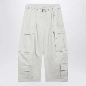 Acne Studios Light Grey Cotton Cargo Trousers With Belt - Gray