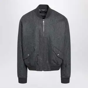 Dolce & Gabbana Grey Melange Zip-up Bomber Jacket In Wool - Gray