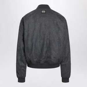 Dolce & Gabbana Grey Melange Zip-up Bomber Jacket In Wool