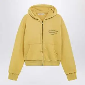 Acne Studios Zip-up Hoodie With Embroidered Logo - Yellow