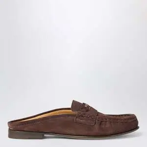 Fendi Scrunch Sabots In Burnt Mogano Suede