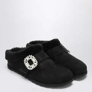 ROGER VIVIER Suede Belle Vivier Buckle Mules