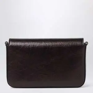 Fendi Compact Crackled Leather Wallet On Chain Tube