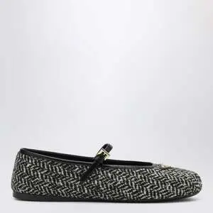 Prada Fabric Ballerinas With Black Pattern - White