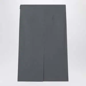 Miu Miu Grey Stretch Poplin Pencil Skirt