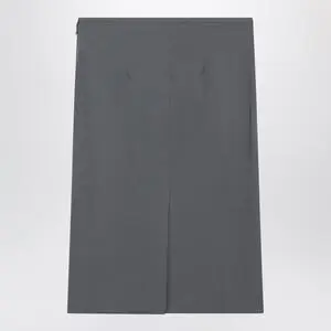 Miu Miu Grey Stretch Poplin Pencil Skirt