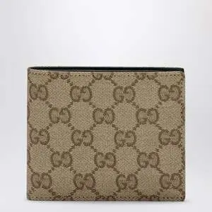Gucci Beige Sand Gg Canvas Essence Classic Bi-fold Wallet - Cream