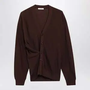 LEMAIRE Twisted Mahogany Merino Wool Cardigan - Brown