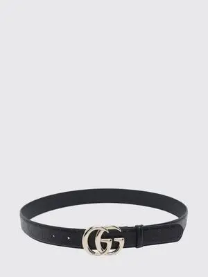 Gucci Calfskin Leather Belt With Gg Monogram Buckle - Black
