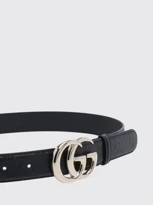 Gucci Calfskin Leather Belt With Gg Monogram Buckle - Black