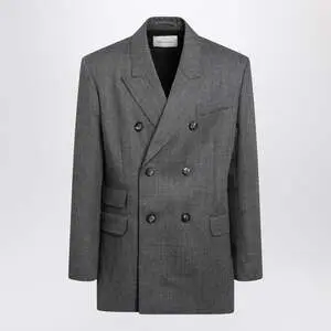 AMI Paris Double-breasted Carbon Grey Virgin Wool Blazer