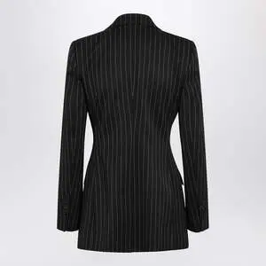 Dolce & Gabbana Double-breasted Virgin Wool Pinstripe Blazer - Black