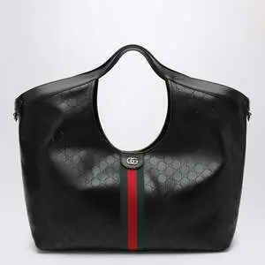 Gucci Giglio Large Perforated Leather Tote Bag - Black