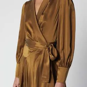 Zimmermann Khaki Silk Wrap Mini Dress