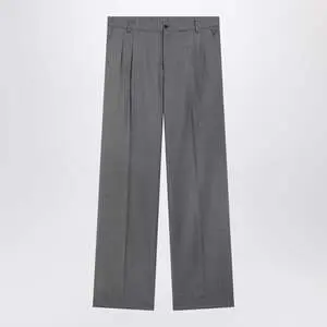 Dolce & Gabbana Grey Melange Flannel Pleated Trousers - Gray