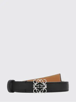 Loewe Calf Leather Belt With Silver-tone Metal Logo Buckle - Black