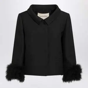 Valentino Garavani Jacket With A Peter Pan Collar In Virgin Wool And Silk