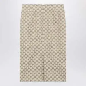 Gucci Gg Cotton Midi Skirt - Cream