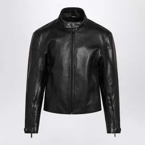 Gucci Leather Biker Jacket With Web Detail - Black