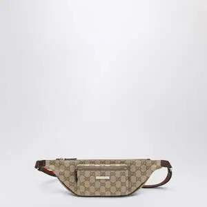 Gucci Flatpack Small Brown Gg Fabric Belt Bag - Cream