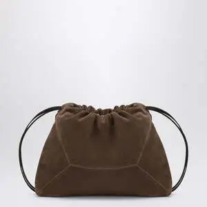 Brunello Cucinelli Suede Duo Pouch Bag With Monile - Brown