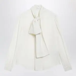 Saint Laurent Silk Lavallière-neck Blouse - Gray