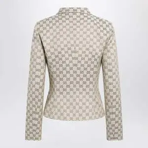 Gucci Fitted Jacket In New Sand Gg Cotton