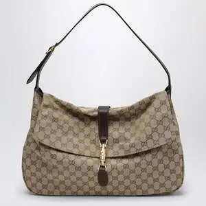 Gucci Jackie Flap Large Brown Gg Fabric Shoulder Bag