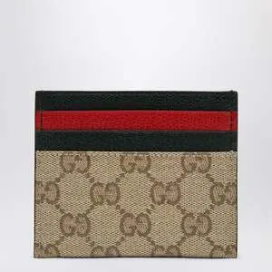 Gucci Card Holder In Gg Coated Fabric - Cream