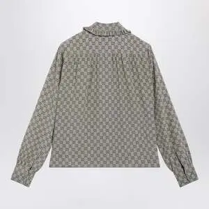 Gucci Gg Print Silk Crêpe De Chine Shirt - Cream