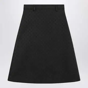 Gucci Gg Cotton Blend Midi Skirt - Black