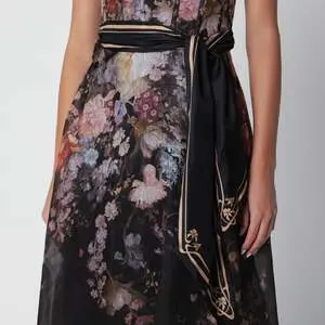 Zimmermann Valiant Floral Corset Midi Dress - Black