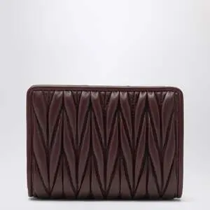 Miu Miu Bordeaux Matelasse Nappa Leather Small Wallet