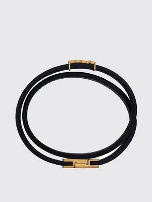 Saint Laurent Leather Bracelet With Logo Detail