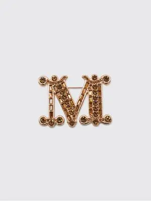 Max Mara Crystal-embellished Monogramme Brooch In Metal - Brown