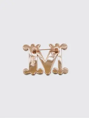 Max Mara Crystal-embellished Monogramme Brooch In Metal