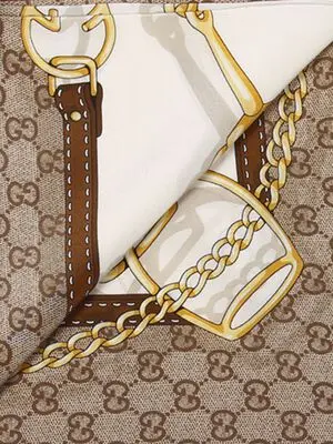 Gucci Multicolour Graphic Print Pure Silk Foulard - Cream