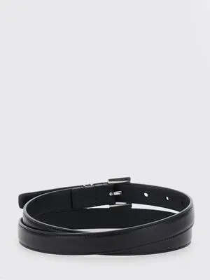 Saint Laurent Cassandre Deer Leather Belt With Monogram Buckle