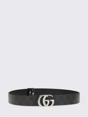 Gucci Gg Marmont Reversible Monogram Cotton Canvas Belt - Black