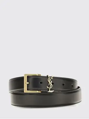 Saint Laurent Monogram Buckle Belt In Smooth Calf Leather