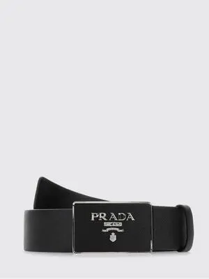 Prada Leather Belt With Logo Buckle - Black