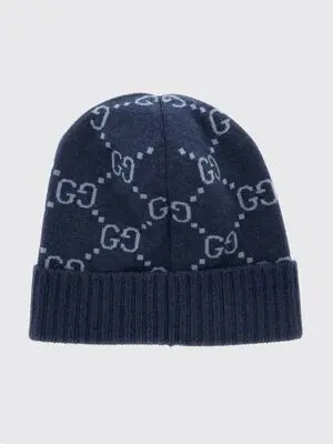 Gucci Jacquard Gg-monogram Cashmere Beanie - Blue