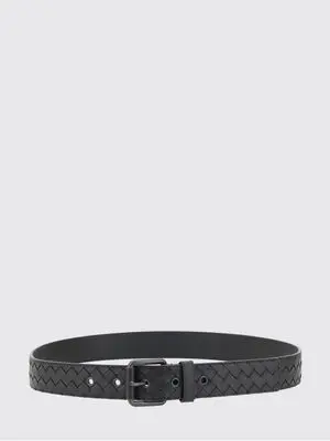 Bottega Veneta Intrecciato Weave Calfskin Leather Belt - Black
