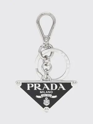 Prada Metal Keychain With Triangle Logo - Black