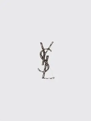 Saint Laurent Monogram Chromed Brass Brooch - Multicolor