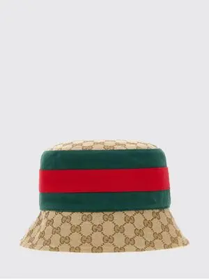 Gucci Monogram Striped Bucket Hat In Cotton Blend Fabric