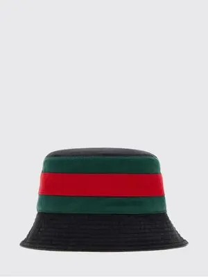 Gucci Cotton Twill Bucket Hat With Web Stripe Detail - Black