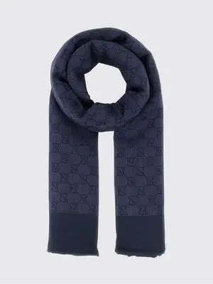 Gucci Jacquard Gg Wool And Silk-blend Scarf - Blue