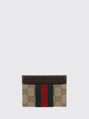 Gucci Ophidia Card Holder In Gg Supreme Fabric With Leather Trim